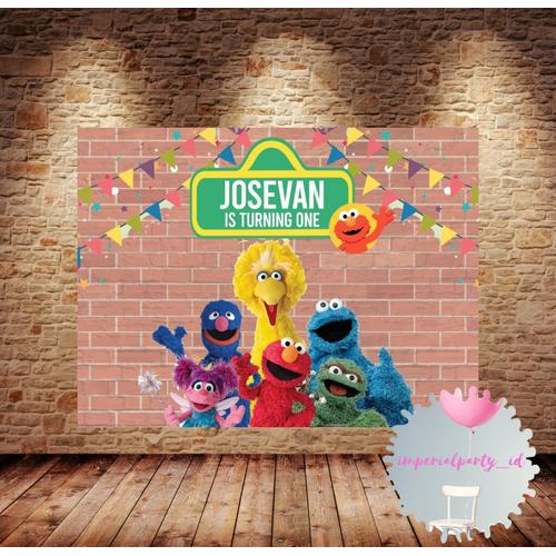 Jual Custom Backdrop Banner Spanduk Happy Birthday Sesame Street Elmo ...