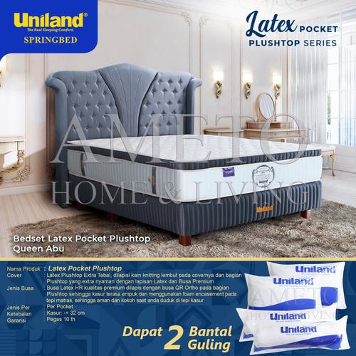 Jual Spring bed Uniland Plush Top 160x200 Latex Pocket Abu Full set ...