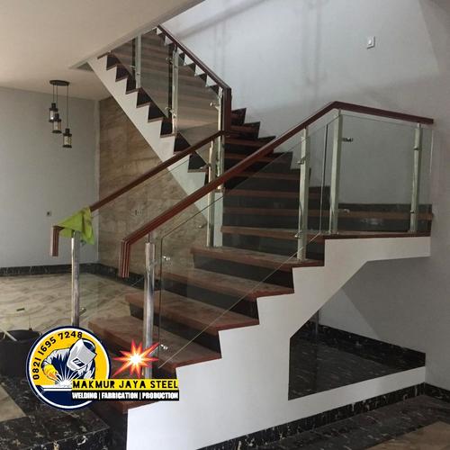 Jual Railing Tangga Kaca Pegangan Kayu - Kab. Bandung - Makmur_Jaya ...
