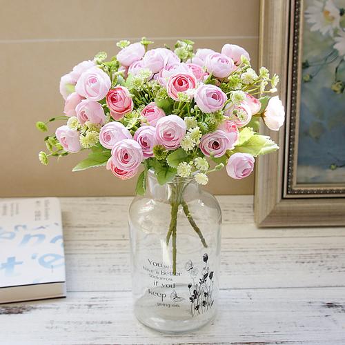 Jual Bunga Mawar Palsu 15 Heads Tea Rose Artificial Silk Flower Bouquet ...