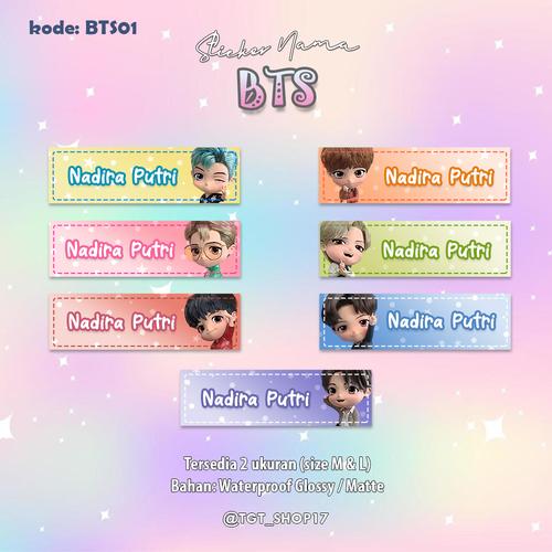 Jual Sticker label nama custom BTS BT21 Bangtan Kpop bahan waterproof ...