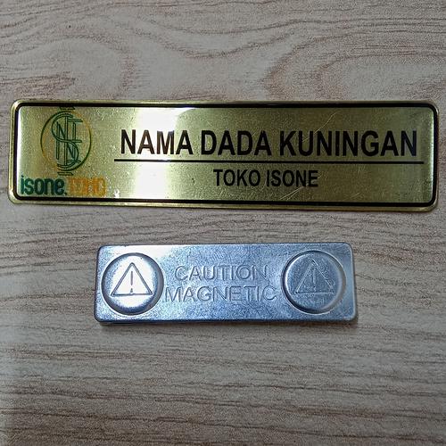 Jual Nama Dada Name Tag Kuningan Stainless Steel 0.5 Magnet Peniti ...