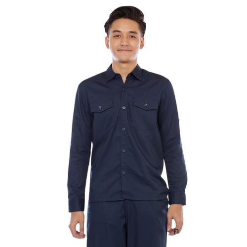 Jual KEMEJA SERAGAM KERJA NAVY POLOS / MODEL TRANS 7 - Biru Navy, L ...