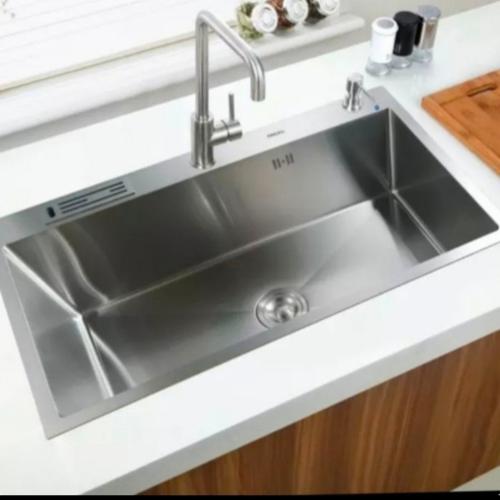 Jual KITCHEN SINK 7545 STAINLESS LENGKAP KRAN SIKU/WASTAFEL JKM-THSINK ...