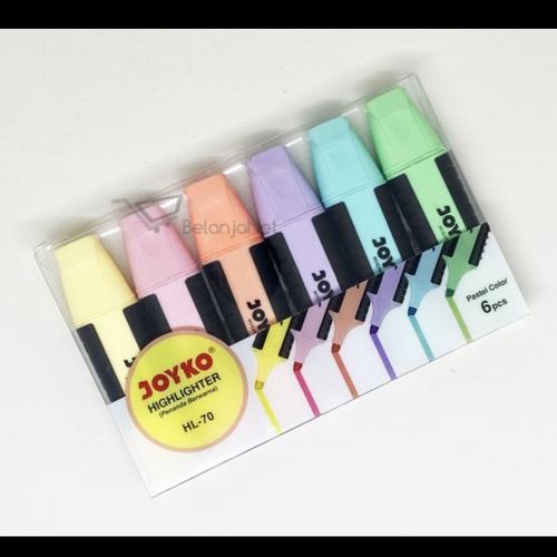 Jual Highlighter Joyko HL 70 Penanda Warna Pastel Color 1 Set 6 Pcs ...