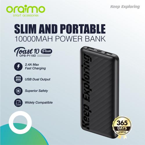 Jual Oraimo Toast 10 Powerbank 10000 mAH Dual USB Fast Charging OPB ...
