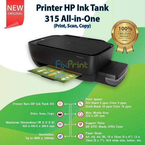 Jual Printer HP Ink Tank 315 Print Scan Copy Inktank Infus original 319 ...