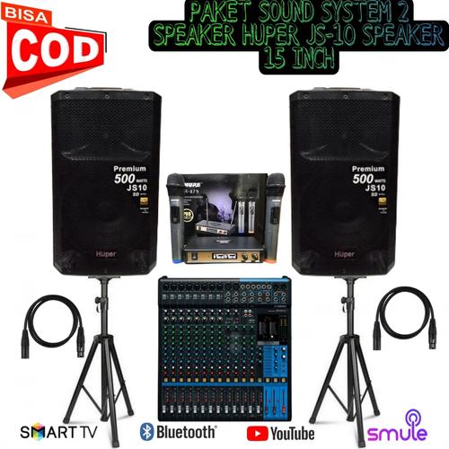 Jual Paket karaoke Full set 2 Speaker Huper JS-10 15 Inch paket komplit ...