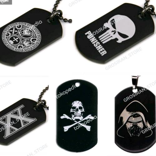Jual kalung dog tag black plat punisher Skull custom logo nama grafir ...