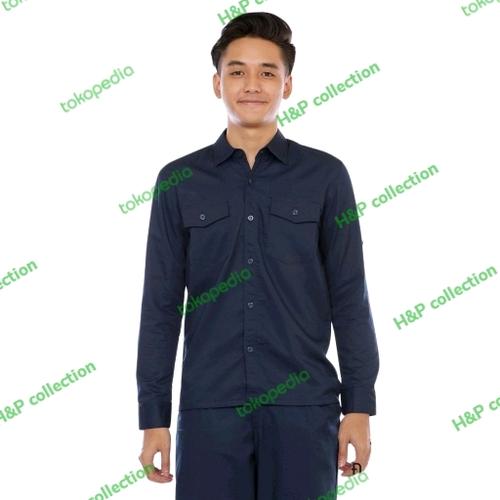 Jual KEMEJA SERAGAM KERJA NAVY POLOS / MODEL TRANS 7 - Biru Navy, S ...