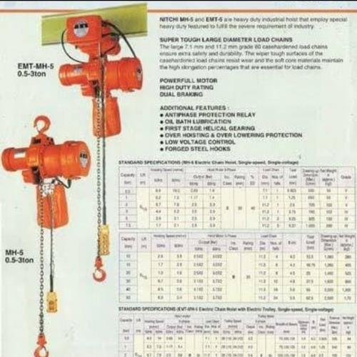 Jual Electric Chain hoist NITCHI 2 ton x 12 Meter Original Japan Tipe ...