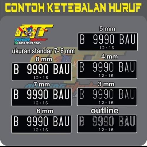 Jual sticker plat mobil 3m stiker angka plat mobil stiker 3m - outline ...