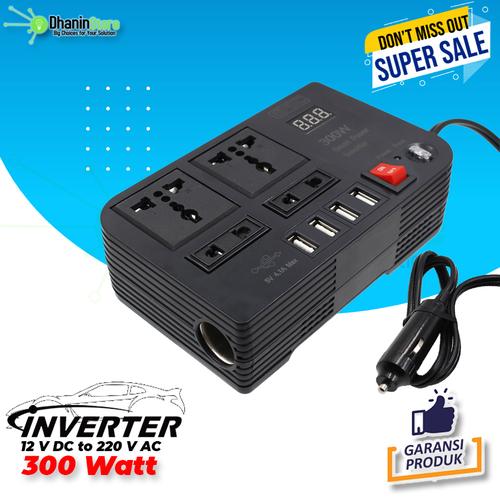 Jual Power Inverter Mobil 12V DC ke AC 220V 300 Watt 4 Port USB Lighter ...