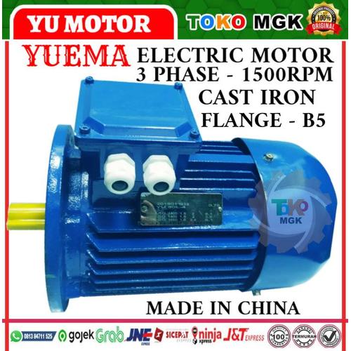 Jual YUEMA YU 1.1KW-1.5HP-1500RPM-4P-3PHASE-B5 FRAME 90S-4 ELECTRIC ...