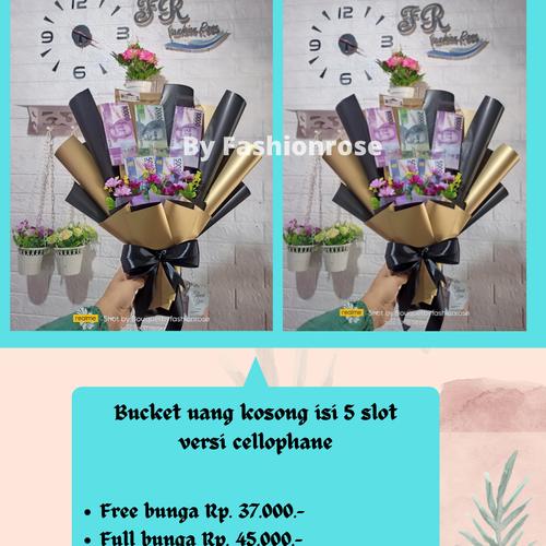 Jual BUCKET UANG KOSONG ISI 5 SLOT VERSI CELLOPHANE KERANGKA BUKET ...