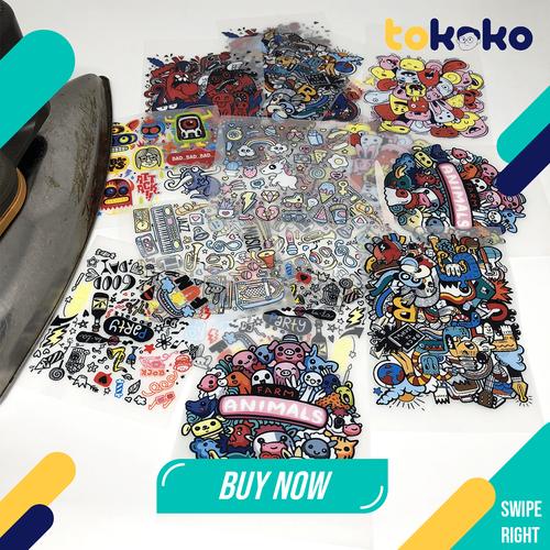 Jual Stiker Sablon Setrika Doodle Lucu Abstrak Sablon DTF Motif Abstrak ...