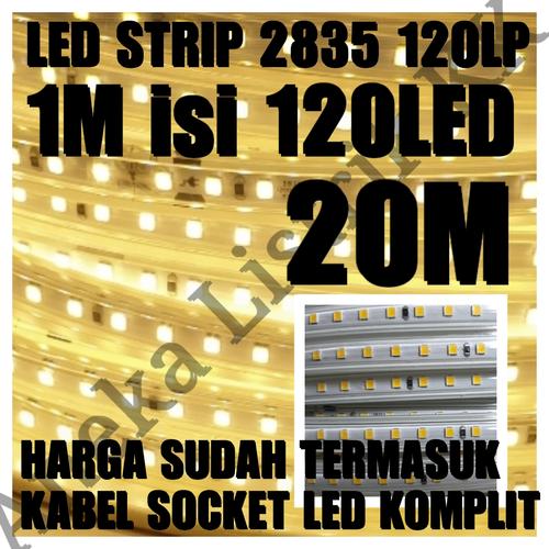 Jual LED STRIP ROL SMD 2835 120LED 220V 20M KUNING WARM WHITE 20 M ...