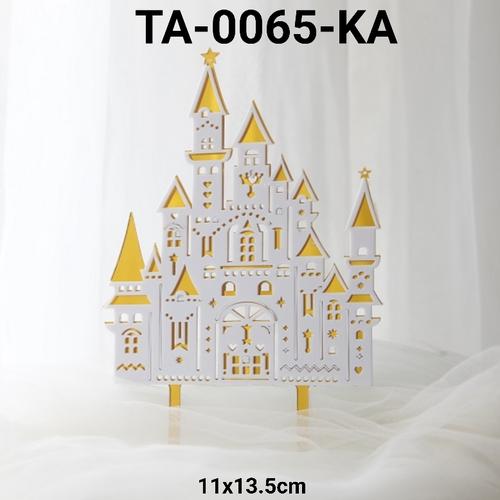 Jual GR-TA-0065 Cake topper akrilik istana castle princess gold pink ...