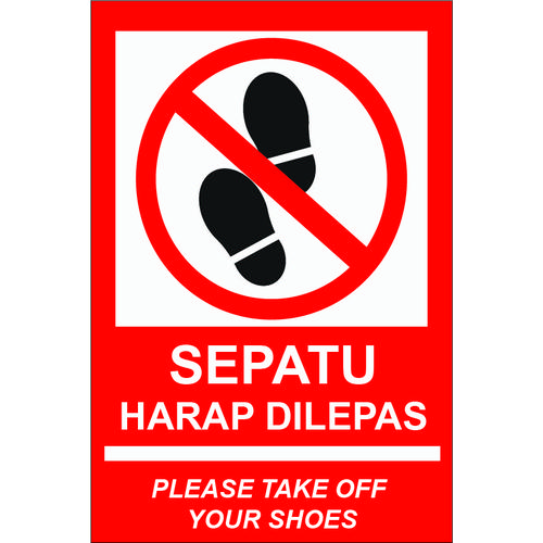 Jual Sign Akrilik K3 Sepatu Harap Dilepas / Take off Shoes Bilingual ...