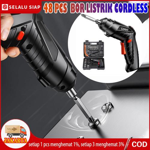 Jual Bor Obeng Cordless Screwdriver Full Set Toolkit 4.2V JLD - 3 pcs ...