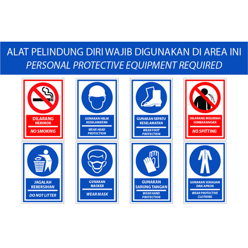 Jual Sign Akrilik Area Wajib APD Alat Pelindung Diri Bilingual ...