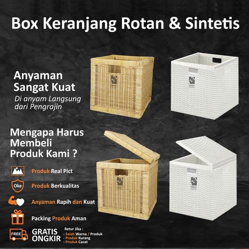 Jual Keranjang Kotak Box Rotan - Sintetis Hitam, DENGAN TUTUP - Kota ...