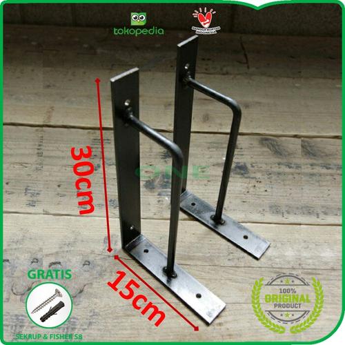 Jual Rak besi siku bracket ambalan tampel dinding Murah Meriah - Hitam ...
