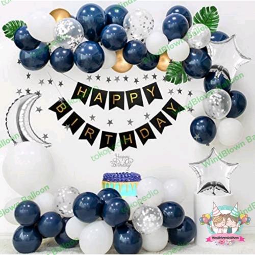 Jual Windblown Decoration Birthday Set Navy Blue Midnight/HBD Boy ...