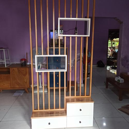 Jual partisi ruangan sekat ruangan minimalis kayu solid box laci ...
