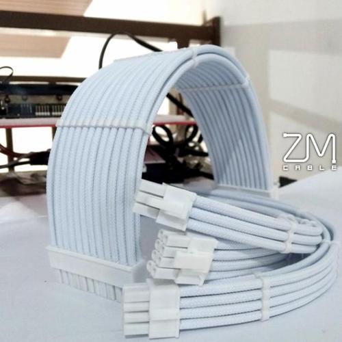 Jual Best Custom Sleeve Extension Psu Cable Kit - White - 4 Pin CPU ...