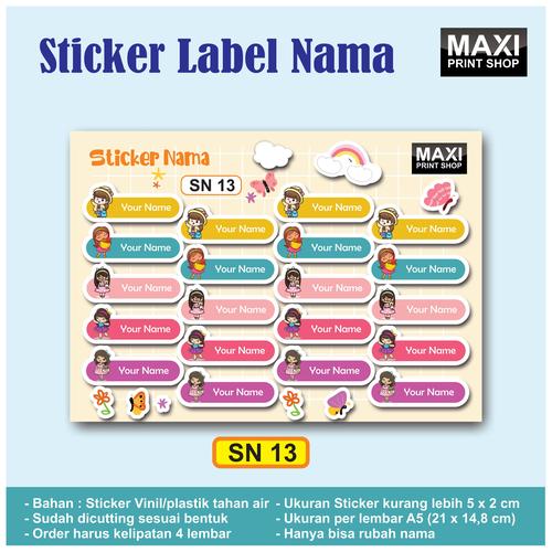 Jual Sticker Label Nama Custom no. Seri SN 11-20 - SN 13 - Kota ...