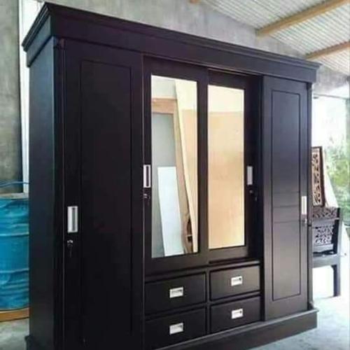 Jual lemari pakaian 4 pintu sliding minimalis/lemari baju sliding kayu jati - mentahan, Full ...