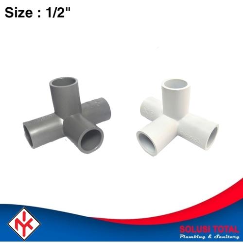 Jual Tee 4 Way 90° PVC 1/2" - Tee 4 Way 22mm Nakama JP - Putih ...