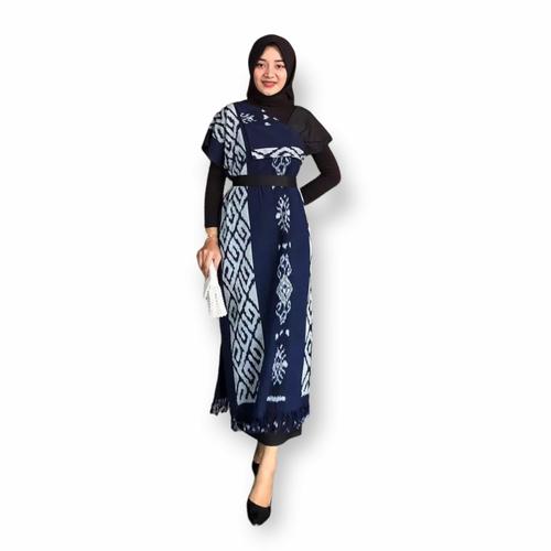 Jual dress tenun troso/midi dress tenun etnik/outfit tenun wanita original - Biru, All Size ...