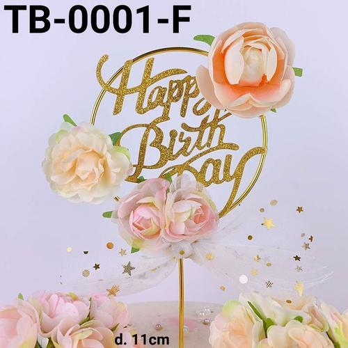 Jual GR-TB-0001 Cake topper besi happy birthday bulat hati bintang ...