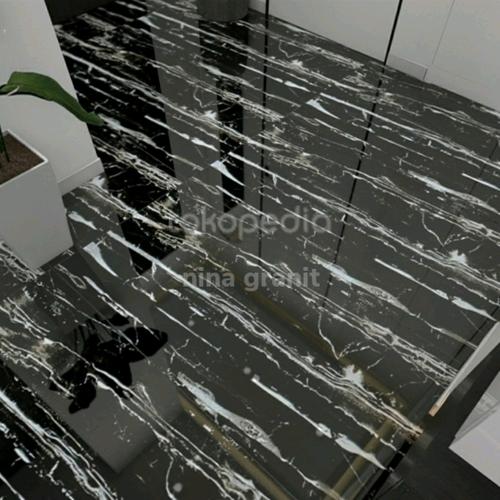Jual Granit 60x120 Motif Marmer Hitam Putih Salur Glazed Polish Grade A ...