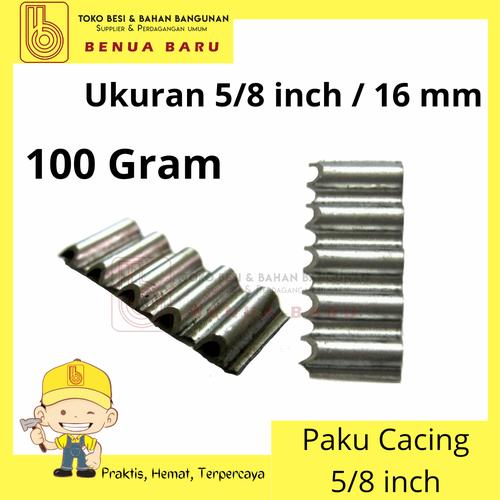Jual Paku Cacing 5/8 inch 16 mm 100 Gram / Paku Penyambung Papan 5/8 ...