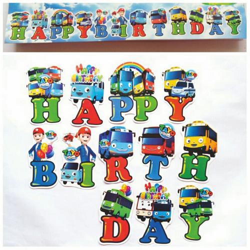 Jual Banner HBD Tayo SHAPE | Bunting Flag Happy Birthday Tayo SHAPE ...