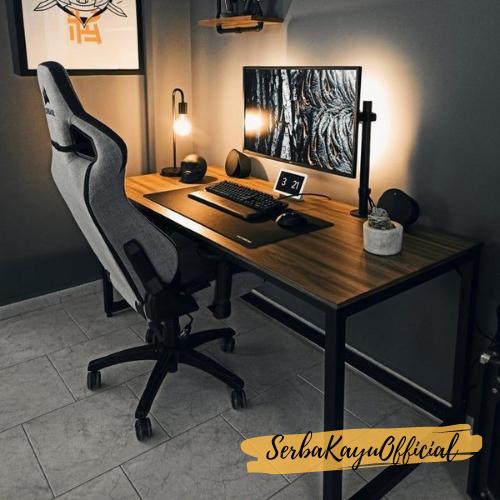 Jual meja gaming komputer kayu asli kaki besi uk 160*70*75 cm - CUSTOM ...
