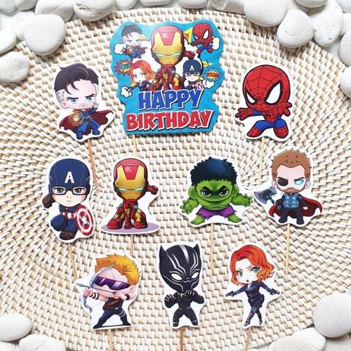 Jual Avengers Chibi Marvel Superheroes Birthday Cake Topper Cupcake ...