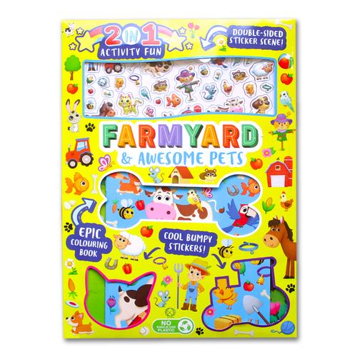 Jual Buku stiker dan mewarnai 2in1 Farm Animals Pets sticker activity ...