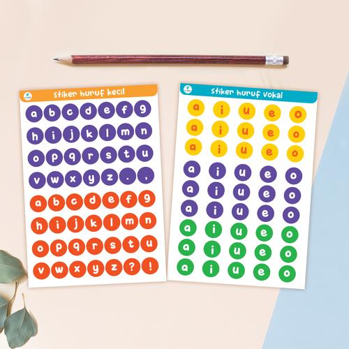 Promo Sticker Dot Alphabet | Sticker Dot Huruf dan Huruf Vocal | Pra ...