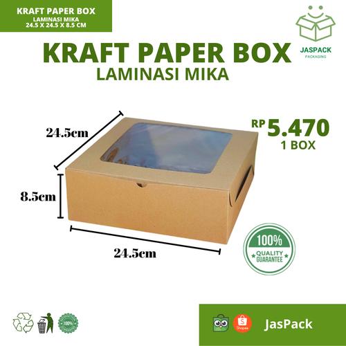 Jual Box Kertas Kraft Paper Mika Kotak Kue / Roti Laminasi 25 x 25 x 8. ...