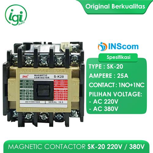 Jual MAGNETIC CONTACTOR SK-20 220V 380V / AC KONTAKTOR SK 20 220VAC 380 ...