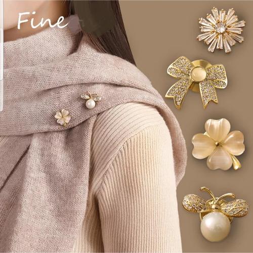 Jual Bros Pin Kancing Opal Pearl Rhinestone Cute Simple Elegan - Cat ...