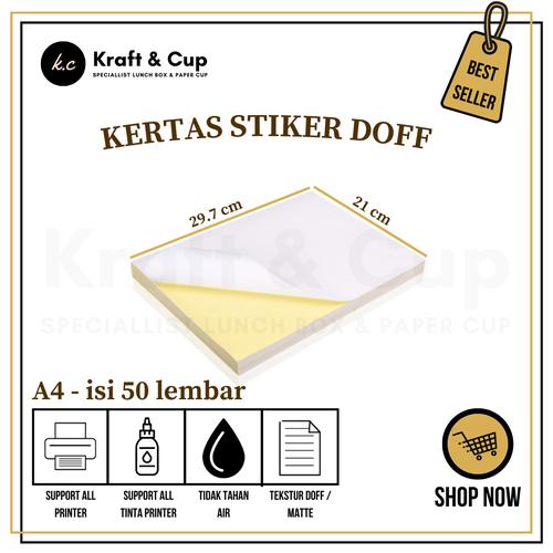 Jual Kertas Stiker A4 Doff isi 50 lembar / Kertas Sticker A4 / Stiker ...