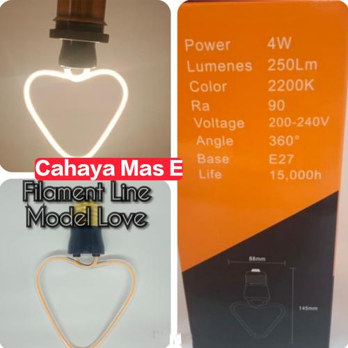 Jual Lampu led filament love 4W 4watt kuning lampu edison fiting E27 ...