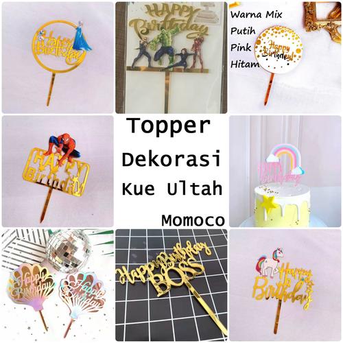 Jual Cake Topper Toper Kue Ulang Tahun Ultah Tart Happy Birthday Motif ...