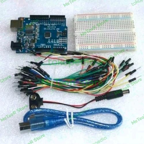 Jual starter kit Uno R3 ArduinoUno paket dasar belajar iot atmega328 ...