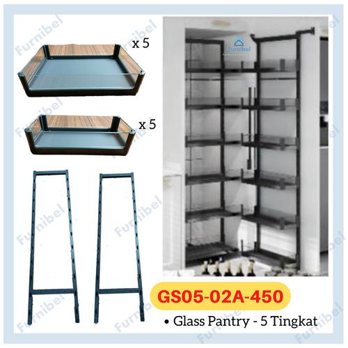 Jual GS05-02A 450 - Glass Pantry atau Rak Dapur Kaca - 5 Tingkat - Kota Surabaya - furnibel ...